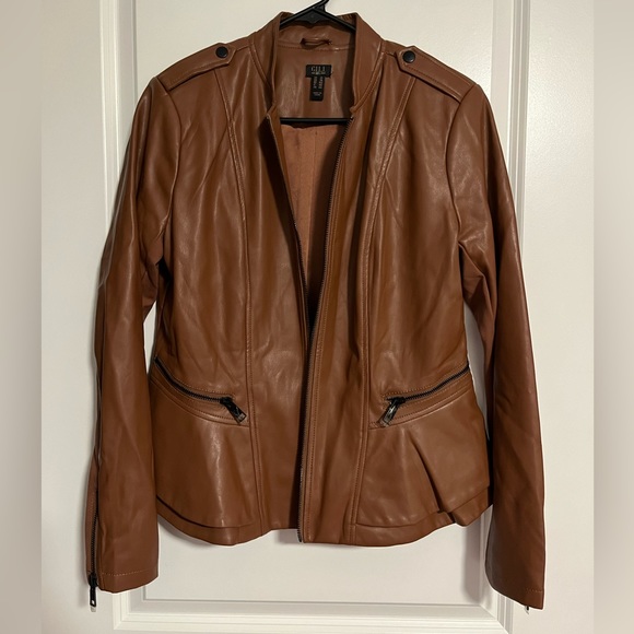 G.I.L.I. | Jackets & Coats | Gili Got It Love It Brown Faux Leather ...